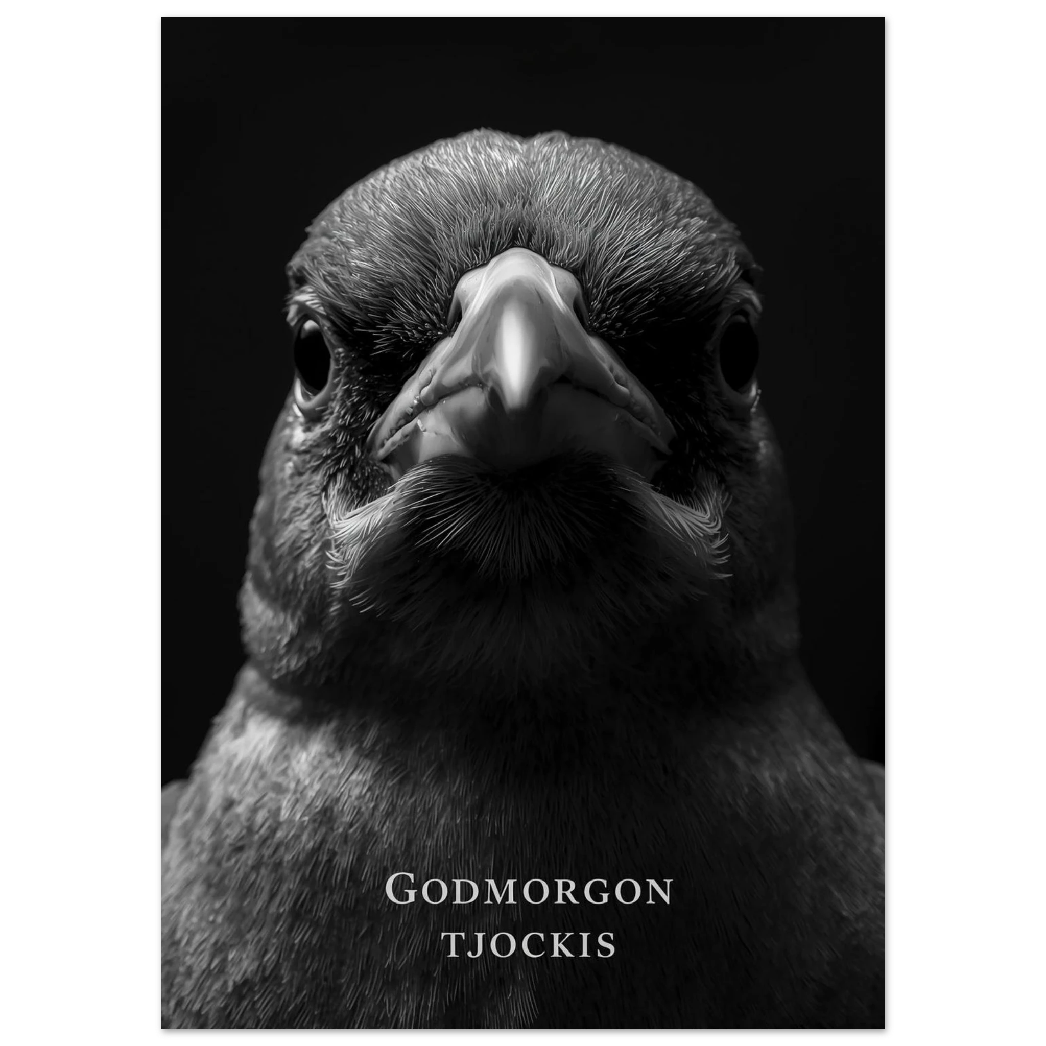 Poster Godmorgon tjockis | Svartvitt fågelporträtt – Shirty